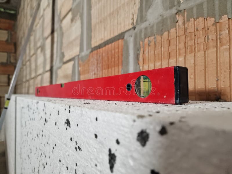 Level Tool for Construction in Progress Stock Photo - Image of house ...