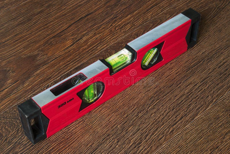 Level Tool Isolated on Wooden Background Stock Photo - Image of ...