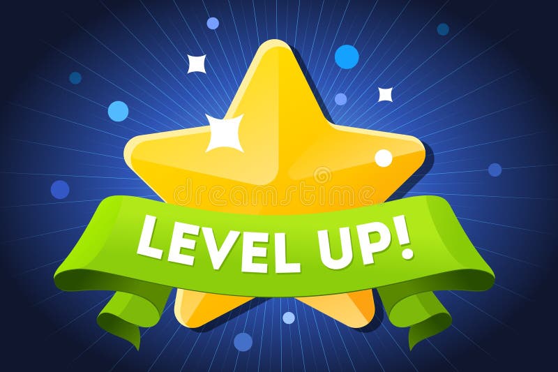 Level Up Achievement Badge for Gamers and Success Stock Illustration ...