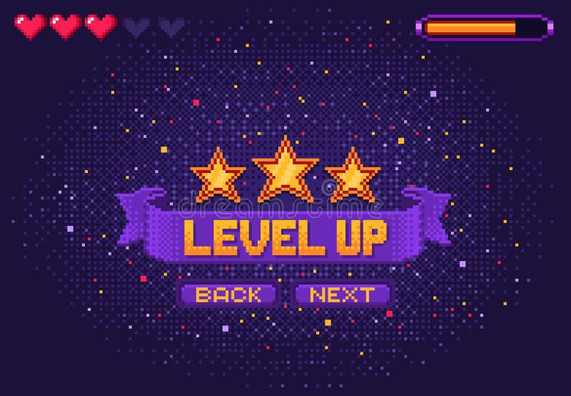 Level Up 8bit Game, Console or Arcade Pixel Screen Stock Vector ...