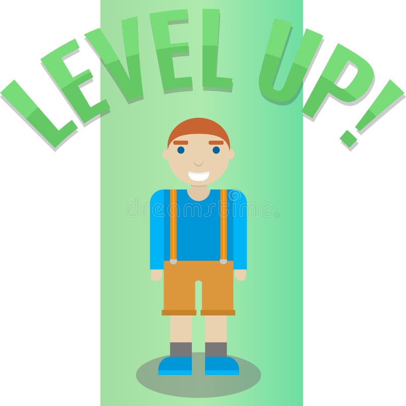 Level up, boy stock vector. Illustration of text, happy - 58139569