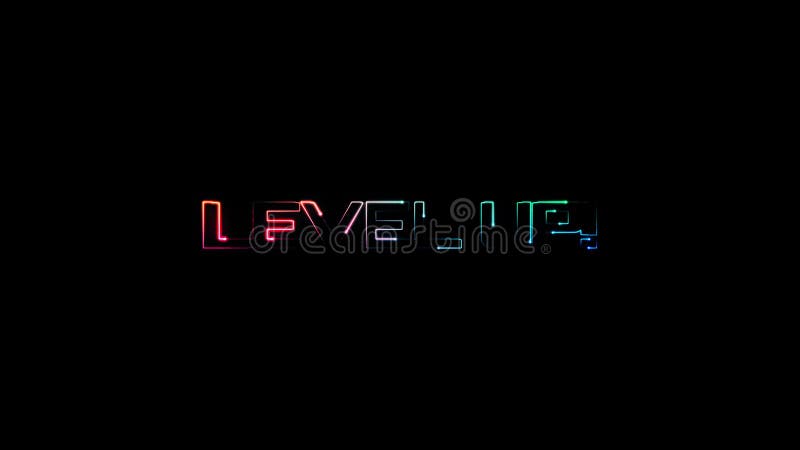 Level Up Colorful Neon Laser Text Animation Glitch Effect Stock Footage ...