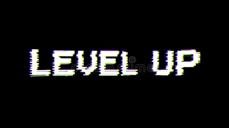 Level Up Plus One Glitch Distortion Stock Video - Video of message ...