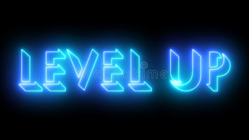 Level Up Neon Glowing Text Illustration. Neon-colored Level-up Text ...