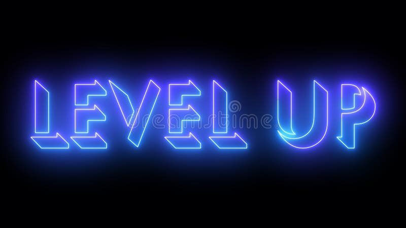 Level Up Neon Glowing Text Illustration. Neon-colored Level-up Text ...