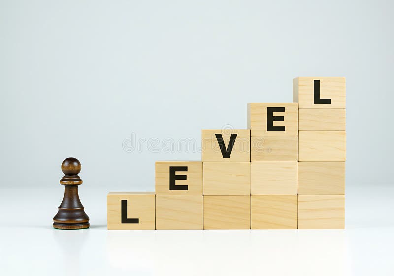 Level Up Personal Development Theme with Chess Pawn Moving Forward ...