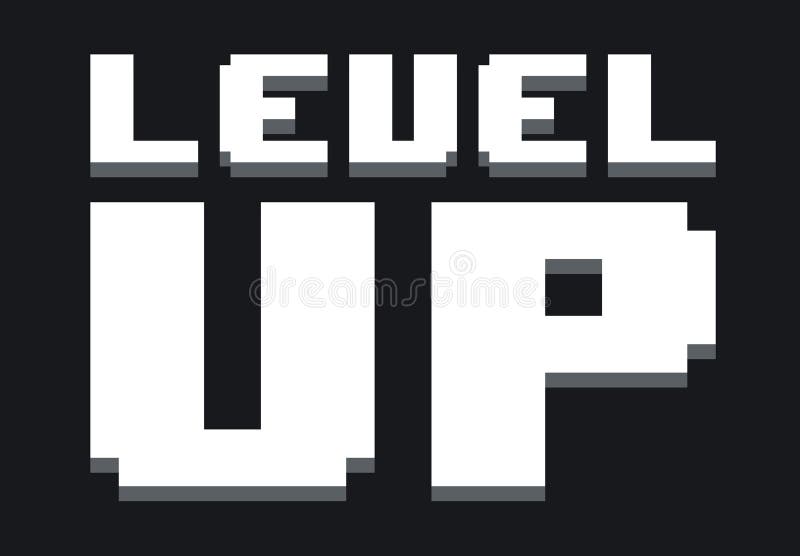 Level Up Pixel Art. Pixel Boost Image on a Dark Background Stock Vector ...