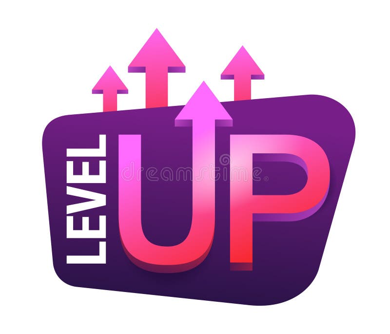 Level Up Purple Button with Arrows Up Stock Vector - Illustration of ...