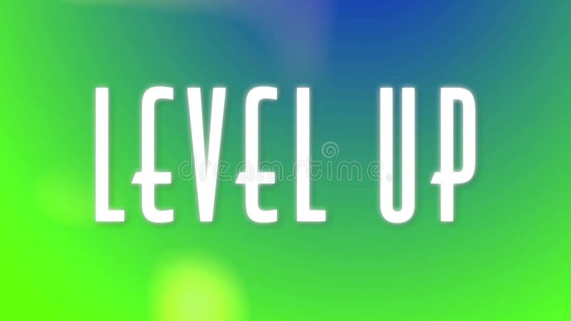 Level Up Text Animation Over Green and Blue Gradient Background Stock ...
