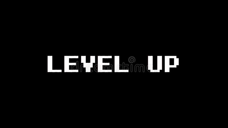 Level Up +1 Text Animation with Glitch and VHS Noise Effect on a ...