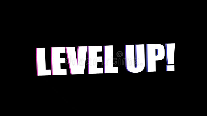Level Up +1 Text Animation with Glitch and VHS Noise Effect on a ...