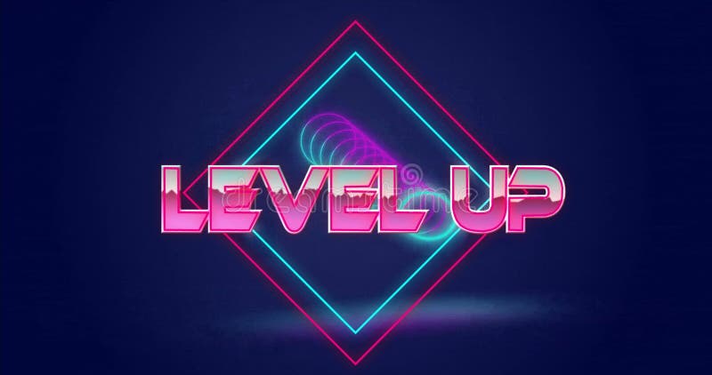 Level Up Text Image Over Blue Shapes on Dark Background Stock Photo ...