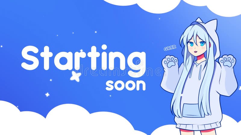 Cute Starting Soon Stream Overlay. Anime Girl Animated Video Loop Stock ...