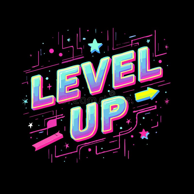 Level Up - Motivational Game & Life Progress Typography Design Stock Vector - Illustration of ...