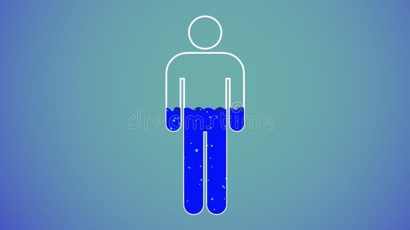 Level of Wather Goes Down Inside Human Avatar Frame Over Blue ...