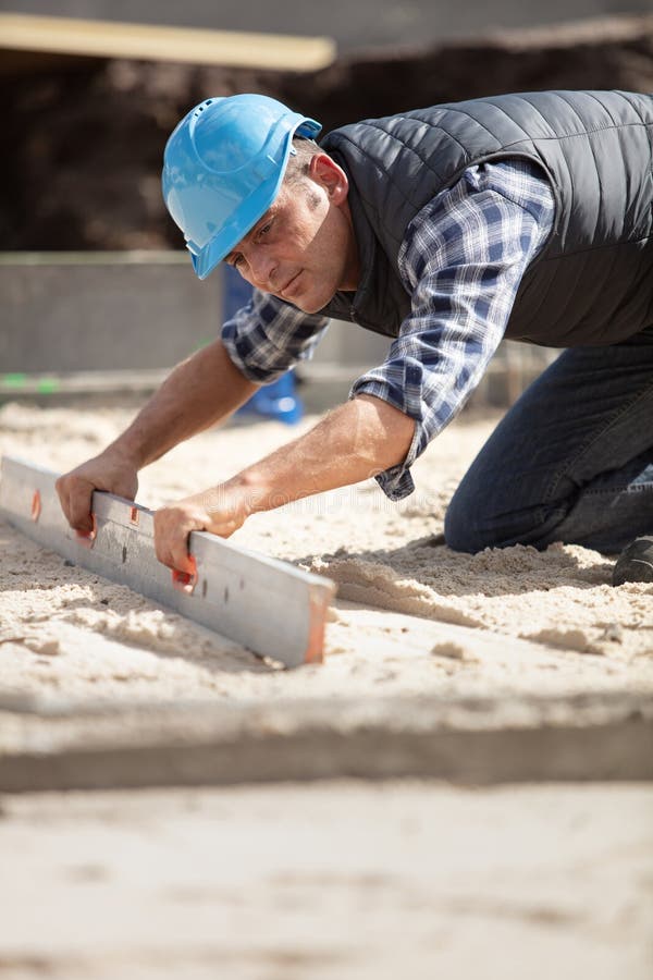 Leveling Cement or Concrete Foundation Formwork Stock Image - Image of ...