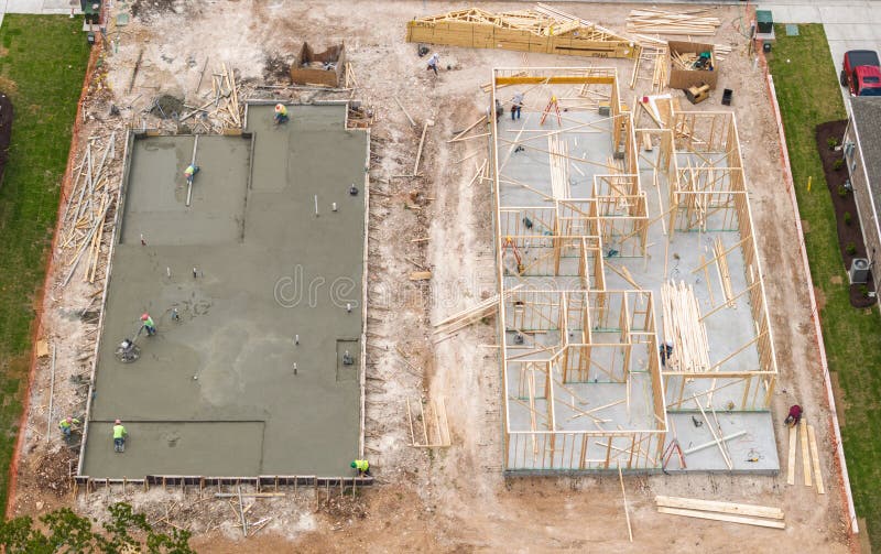 Leveling Concrete Slab for Home with Partially Built Home Next Door ...