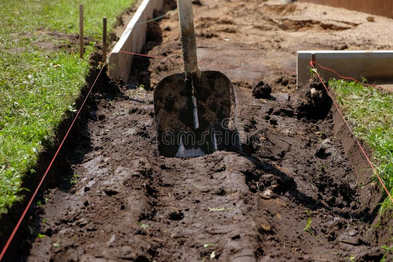 Leveling Ground for the Footpath Stock Photo - Image of arranging ...