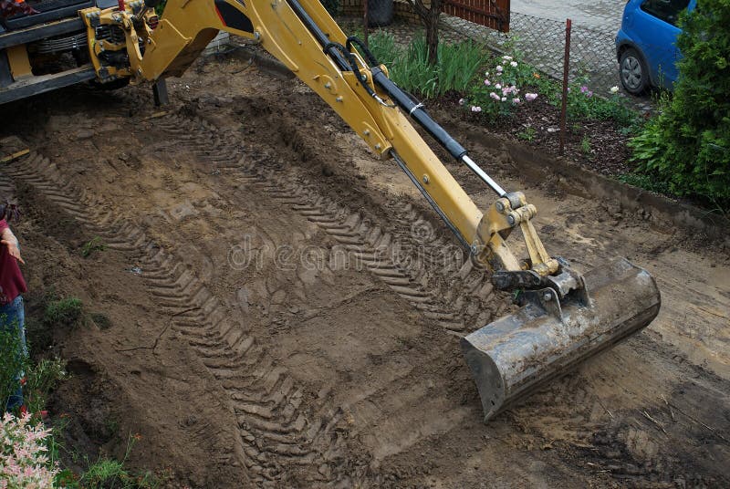 Leveling the ground stock photo. Image of shovel, digger - 214464844