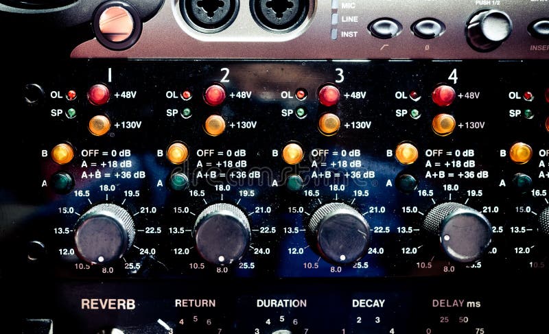 Levels and Knobs on Professional Electronic Audio Equipment Stock Photo ...