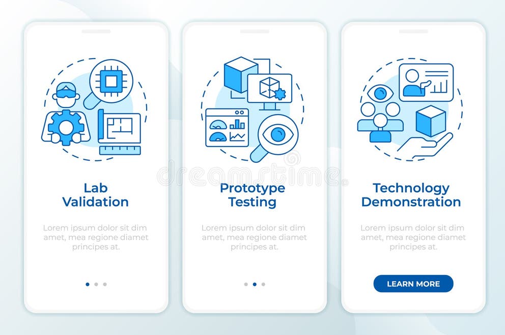 Levels of Technology Readiness Blue Onboarding Mobile App Screen Stock ...