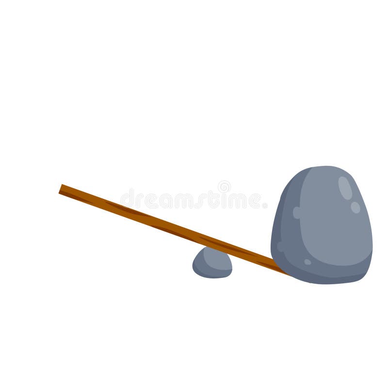 Lever of Stick with Stone. Lifting Cobblestone. Stock Vector ...
