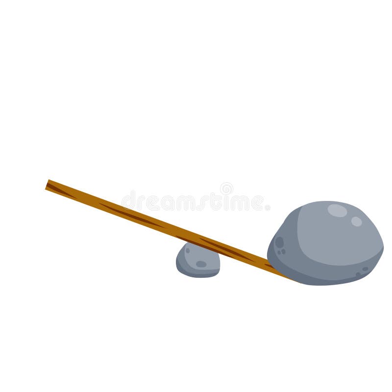 Lever of Stick with Stone. Lifting Heavy Cobblestone Stock Vector ...