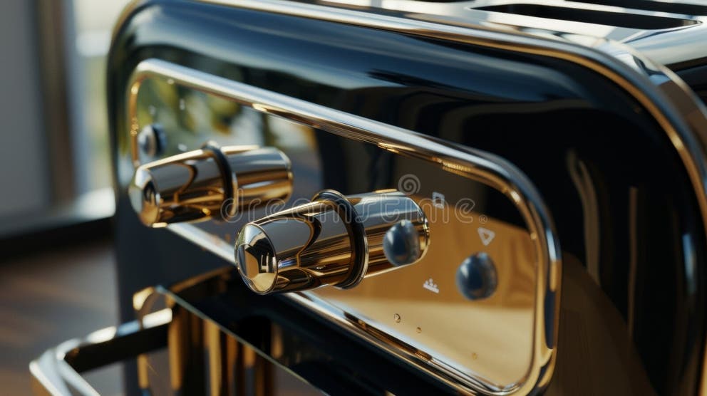 The Lever on a Toaster Being Pushed Down Getting Ready To Start ...