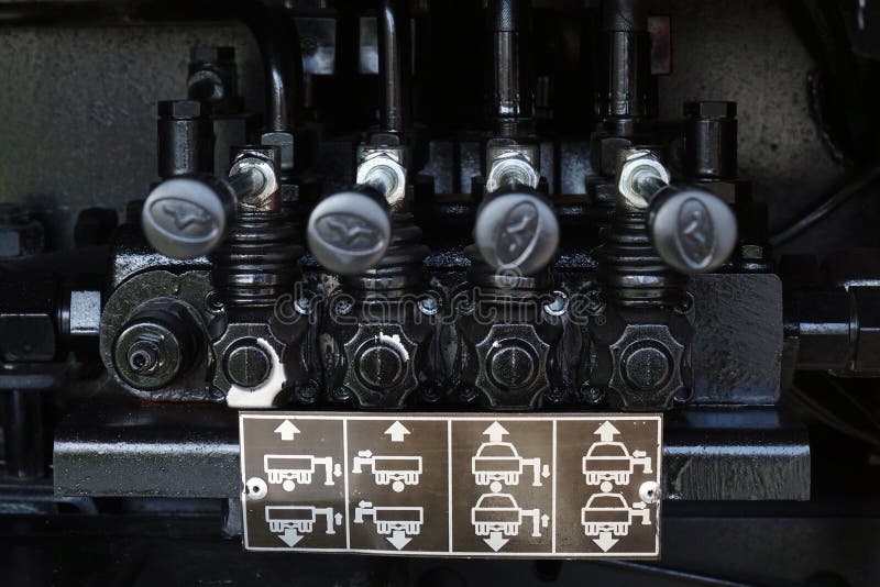 Levers on the Control Panel of the Lifting Mechanism. Stock Photo ...