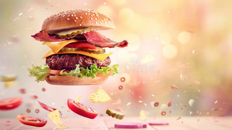 Burger Exploded View. Vector Illustration Decorative Design Stock ...