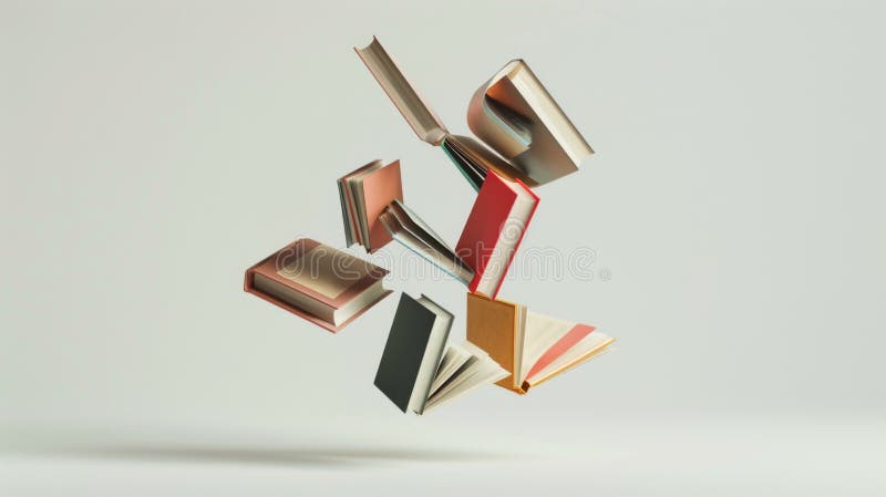 Levitating Books in Mid-Air.AI Generated Image Stock Photo - Image of ...