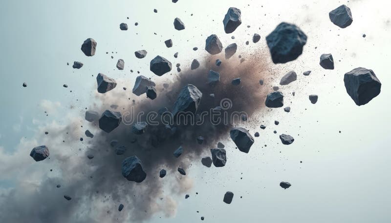 Levitating Bunch of Rocks with Sky Background. Floating Stones with ...