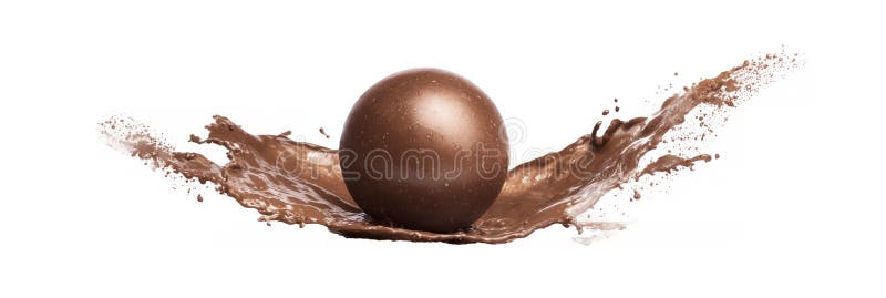 Levitating Chocolate Ice Cream Ball with Dynamic Milk Splash and Cocoa ...