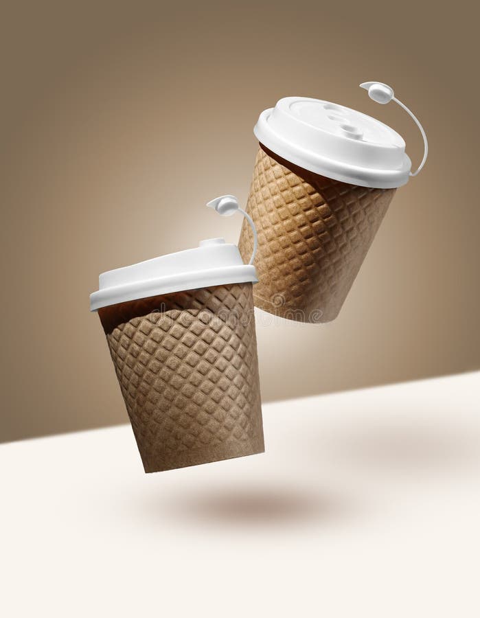 Levitating Coffee Cups with Lids and Waffle Texture for a Modern ...