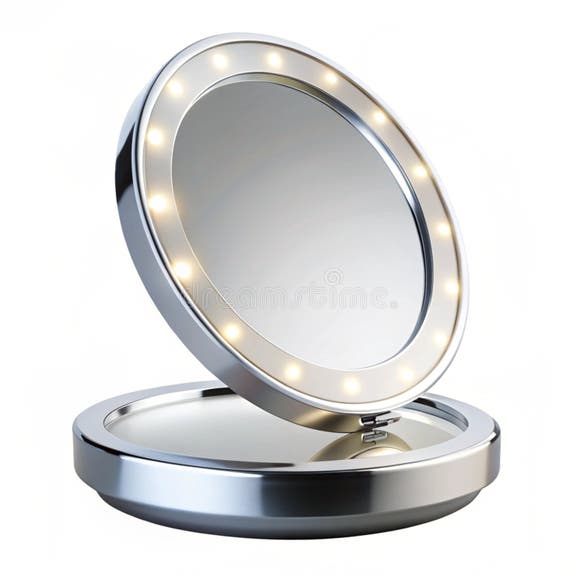 Levitating Compact Mirror with LED Touch Panel Isolated on White Stock ...