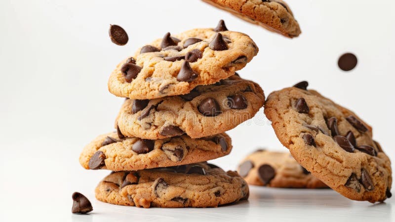 Levitating Cookies Gracefully Falling on White Background in a ...