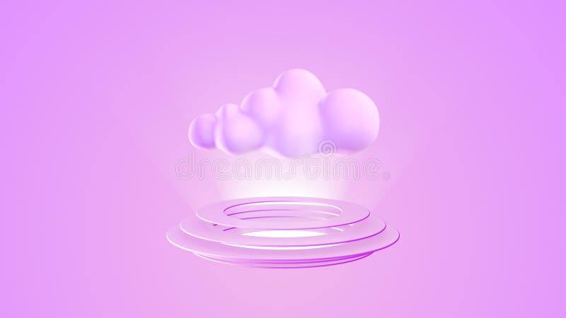 Levitating 3D Cloud Over Circular Rings with Hologram-like Glow Stock ...