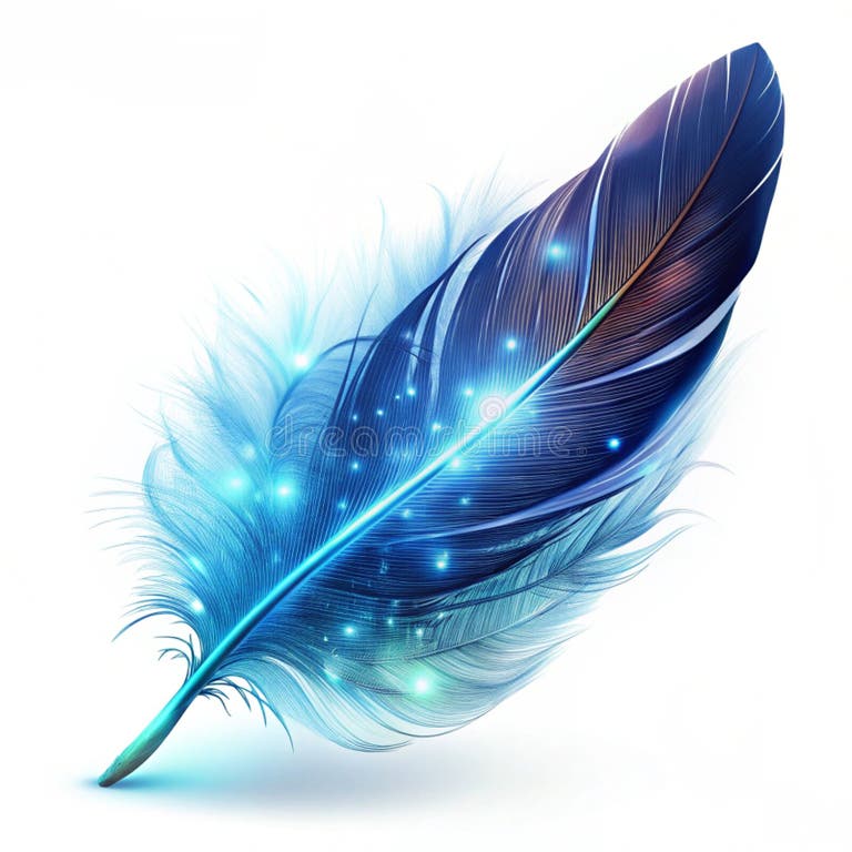 Levitating Digital Feather with Glowing Trails Stock Illustration ...