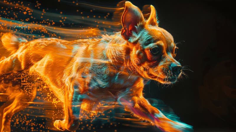 Levitating Dog in Metallic Finish with Light Trails, Highspeed Studio ...