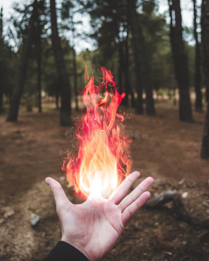 Levitating Fire Flame on a Hand Stock Photo - Image of ancient, flame ...