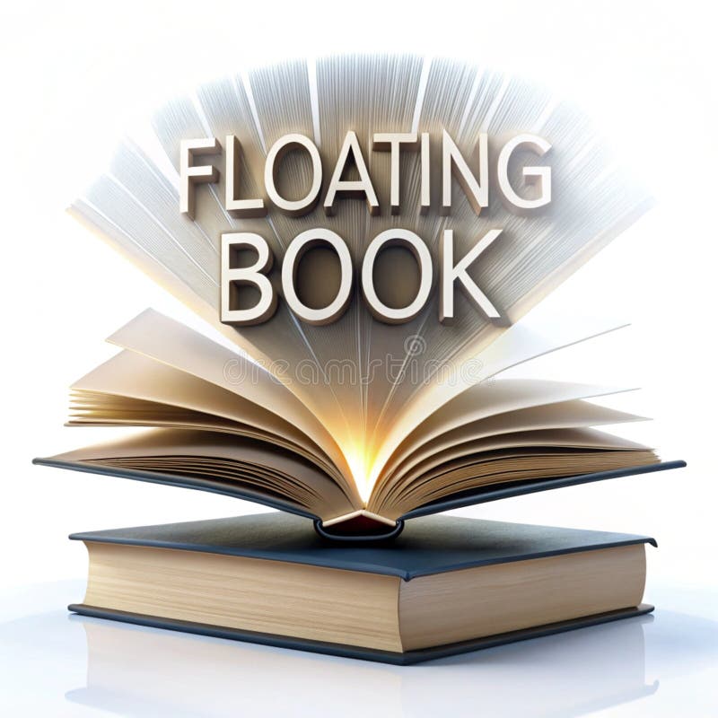 Levitating Floating Book with Glowing Text Stock Illustration ...