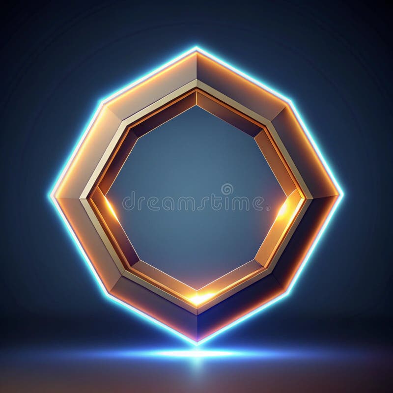 Levitating Floating Hexagon with Glowing Edges Stock Illustration ...