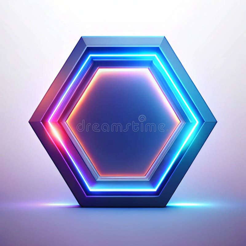 Levitating Floating Hexagon with Glowing Edges Stock Illustration ...