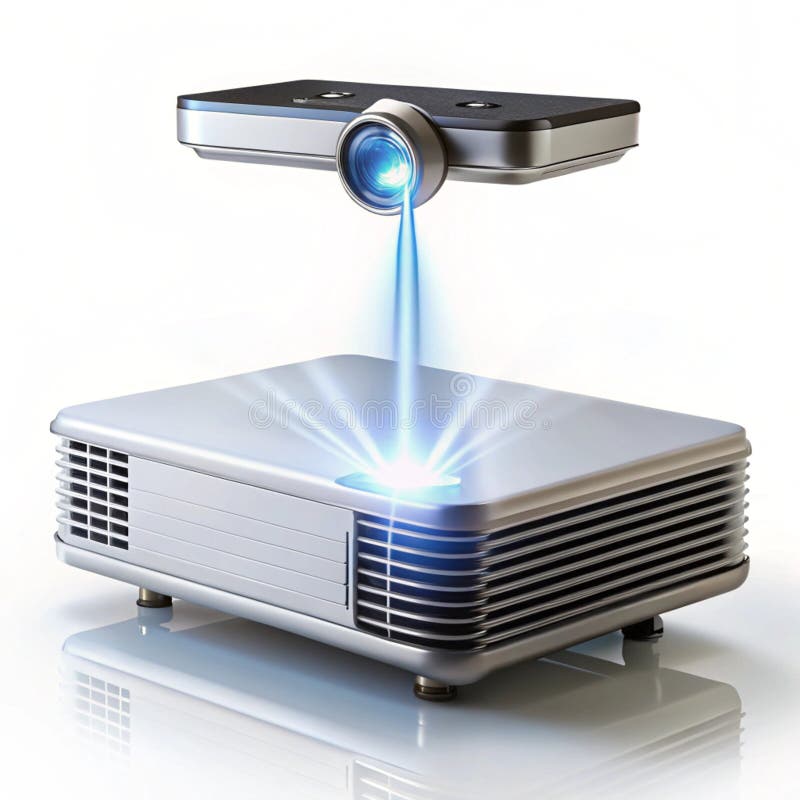 Levitating Floating Projector with Glowing Light Beam Stock ...