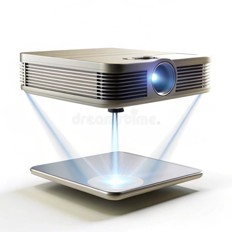 Levitating Floating Projector with Glowing Light Beam Stock ...