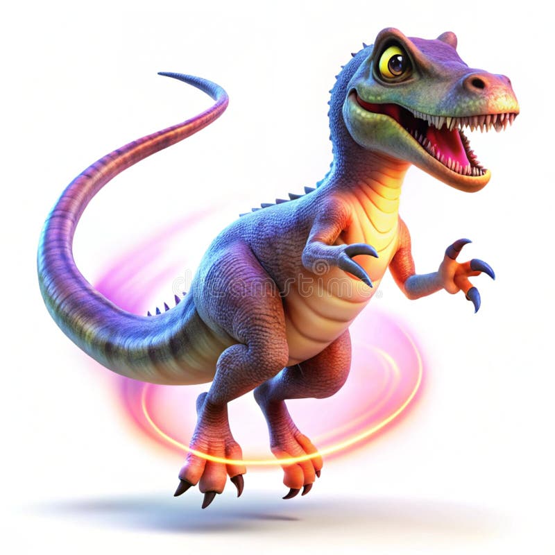 Levitating Glowing Cartoon Dinosaur with Spinning Tail Stock ...