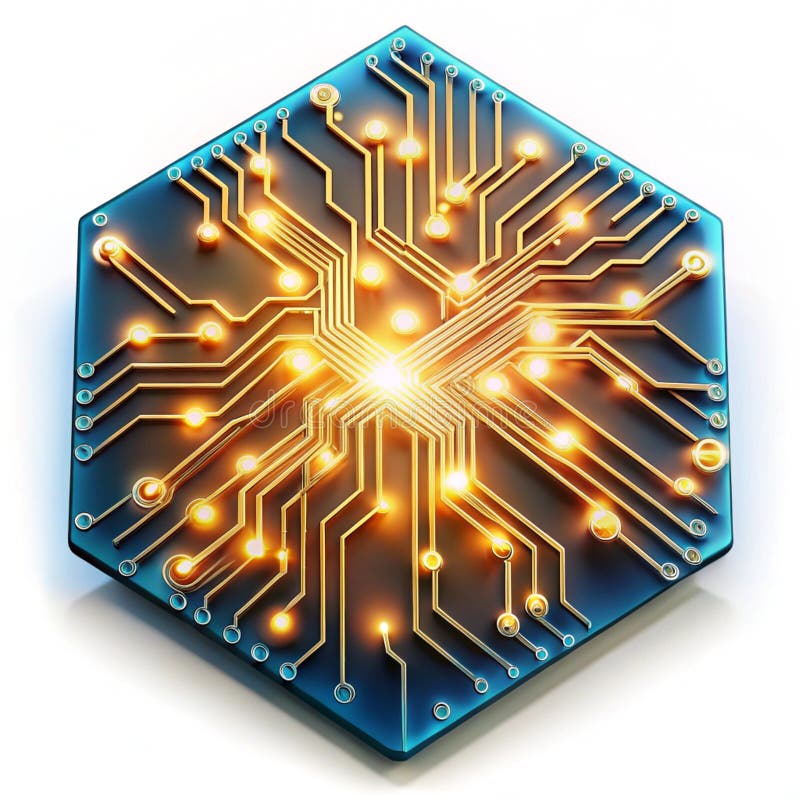 Levitating Glowing Circuit Board with Glowing Connections Stock ...