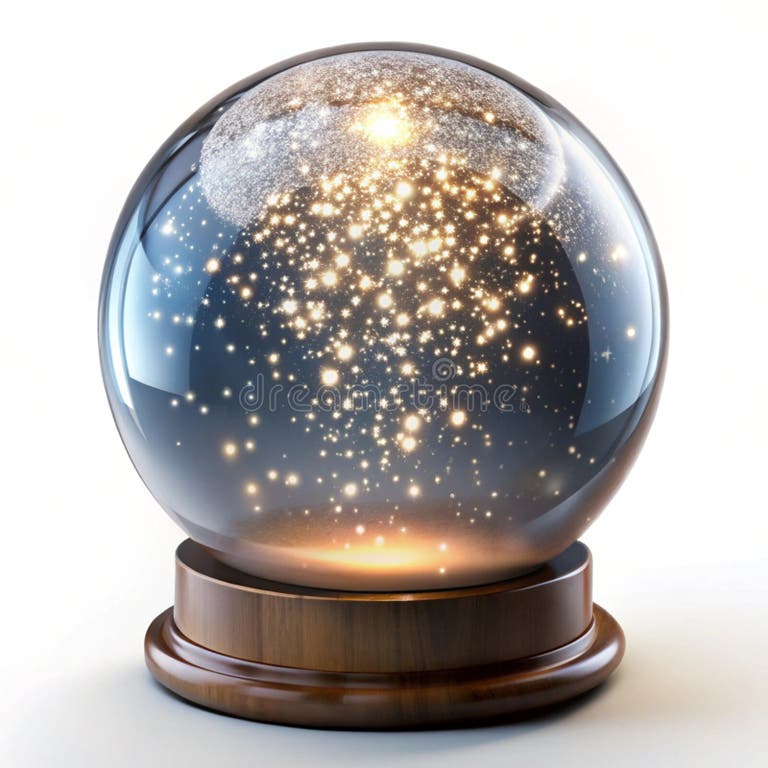 Levitating Glowing Crystal Ball with Floating Particles Stock ...