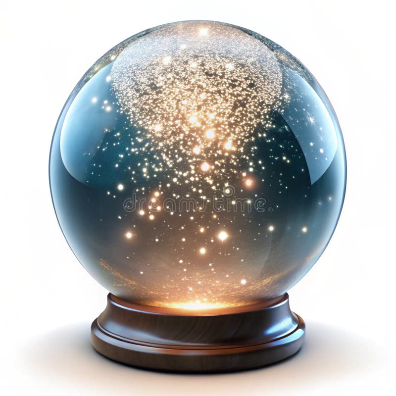 Levitating Glowing Crystal Ball with Floating Particles Stock ...