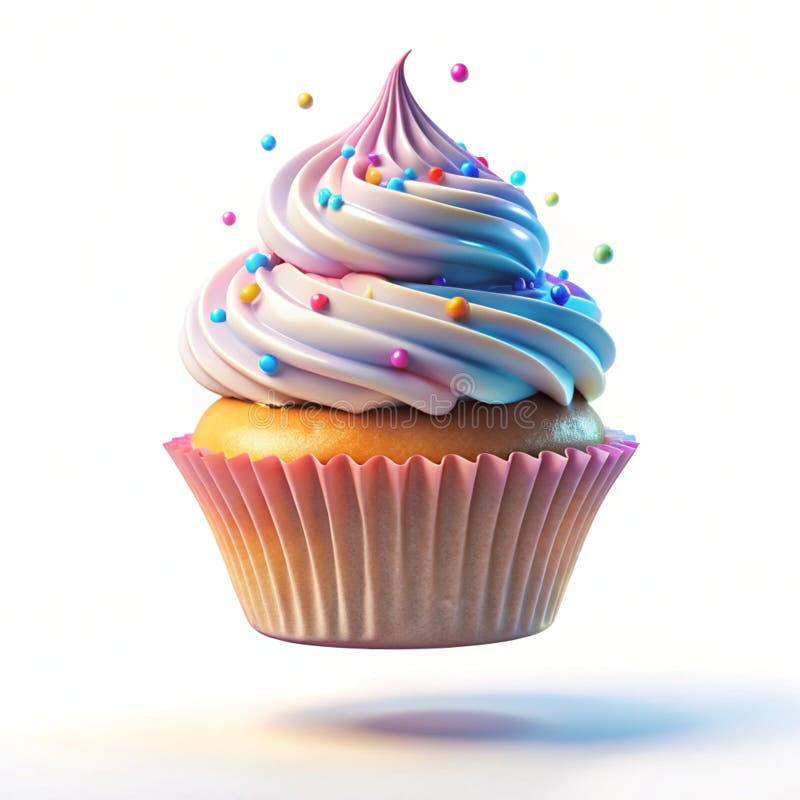 Levitating Glowing Cupcake with Animated Icing Drizzle Stock ...